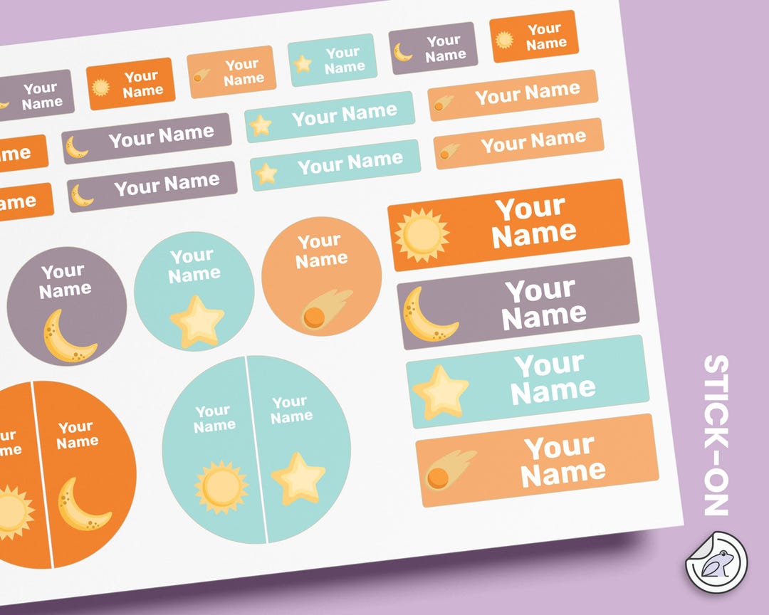 Solar Name Label Pack 64~96 Pcs,waterproof Label for Kid,label School ...