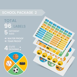 Sports Name Label Pack 64~96 Pcs -waterproof Labels-daycare Labels ...