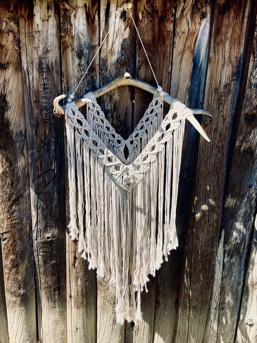 Brown Elk Antler Macramé Wall Hanging - Etsy