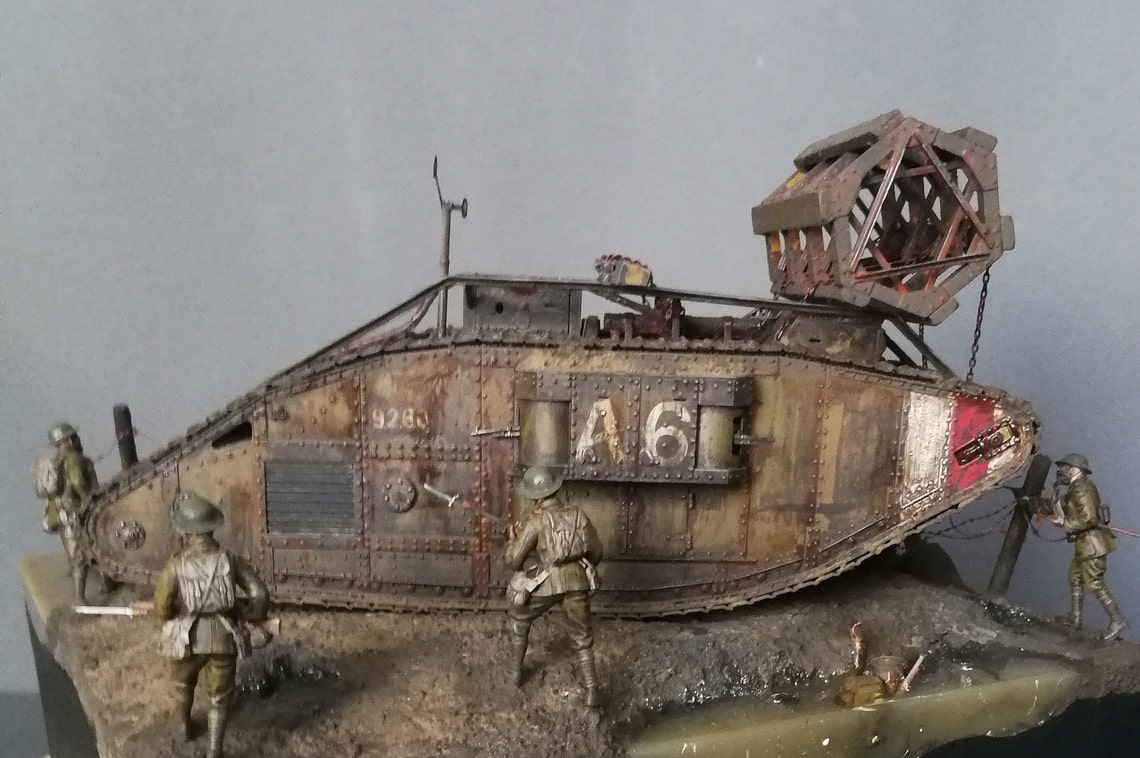 British Heavy Tank Mk.v female With British Infantry. WWI Diorama . - Etsy