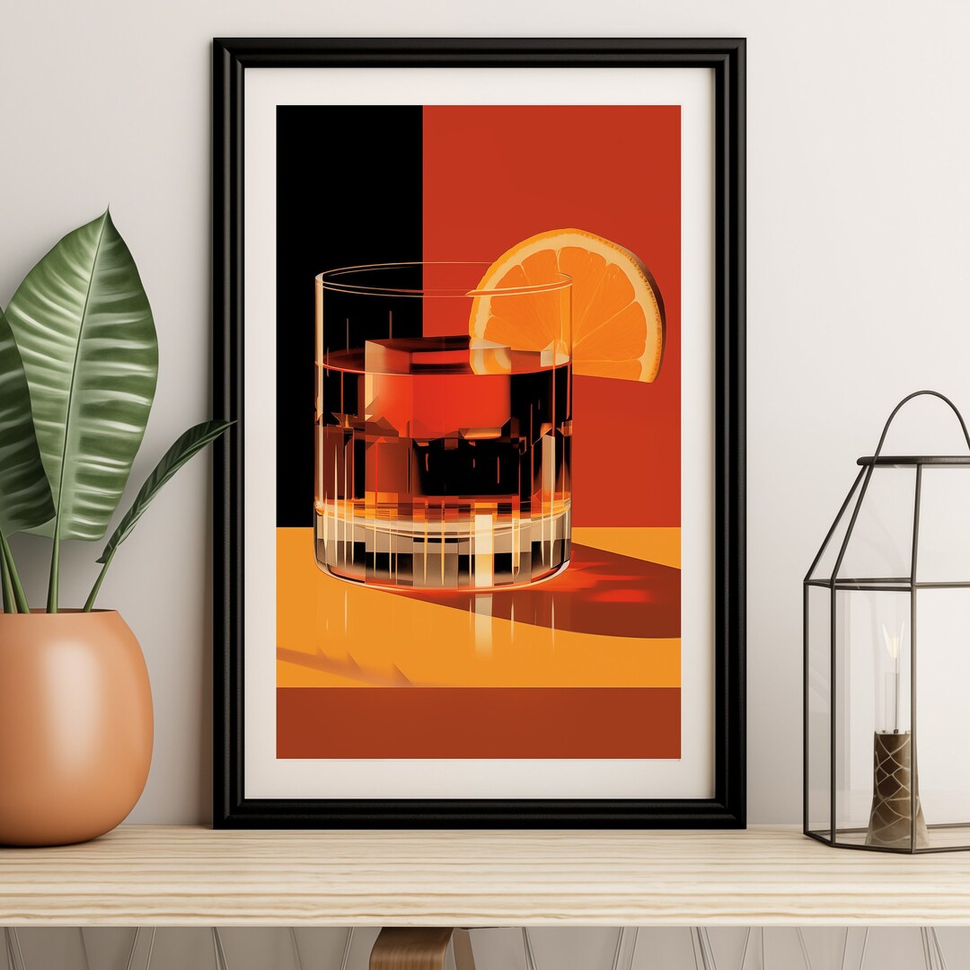 Negroni Wall Art - Cocktail Print - Retro Bar Decor - Vintage Mixology ...