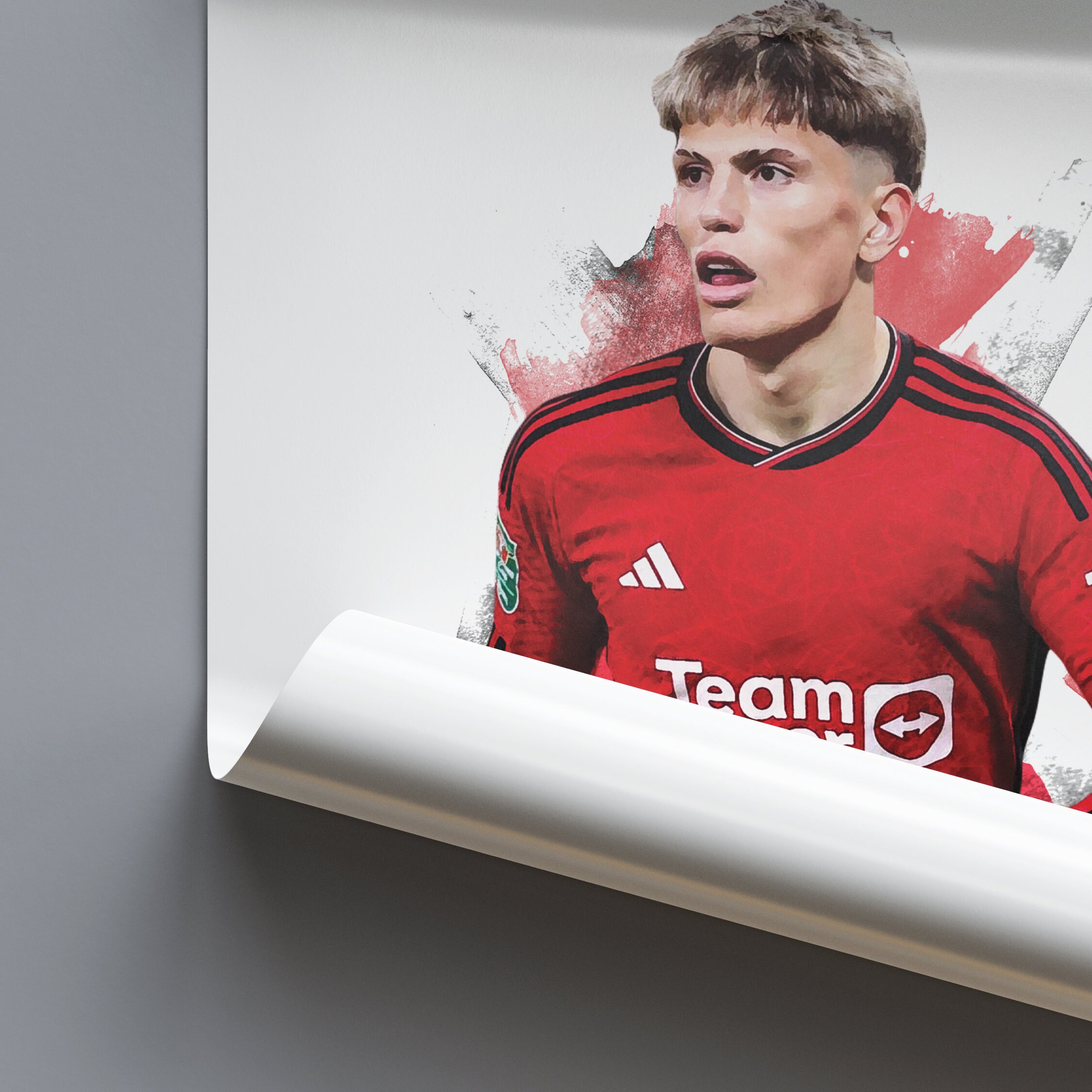 Alejandro Garnacho - 2023/24 - Home Kit - Poster - Football Fans sold ...