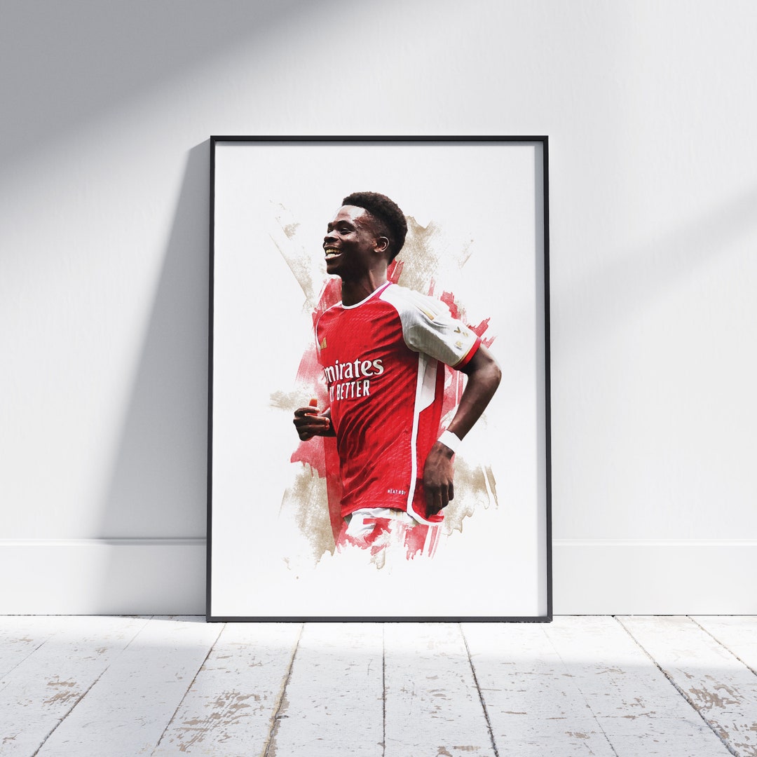 Bukayo Saka - 2023/24 - Home Kit - Football Poster - Football Print ...