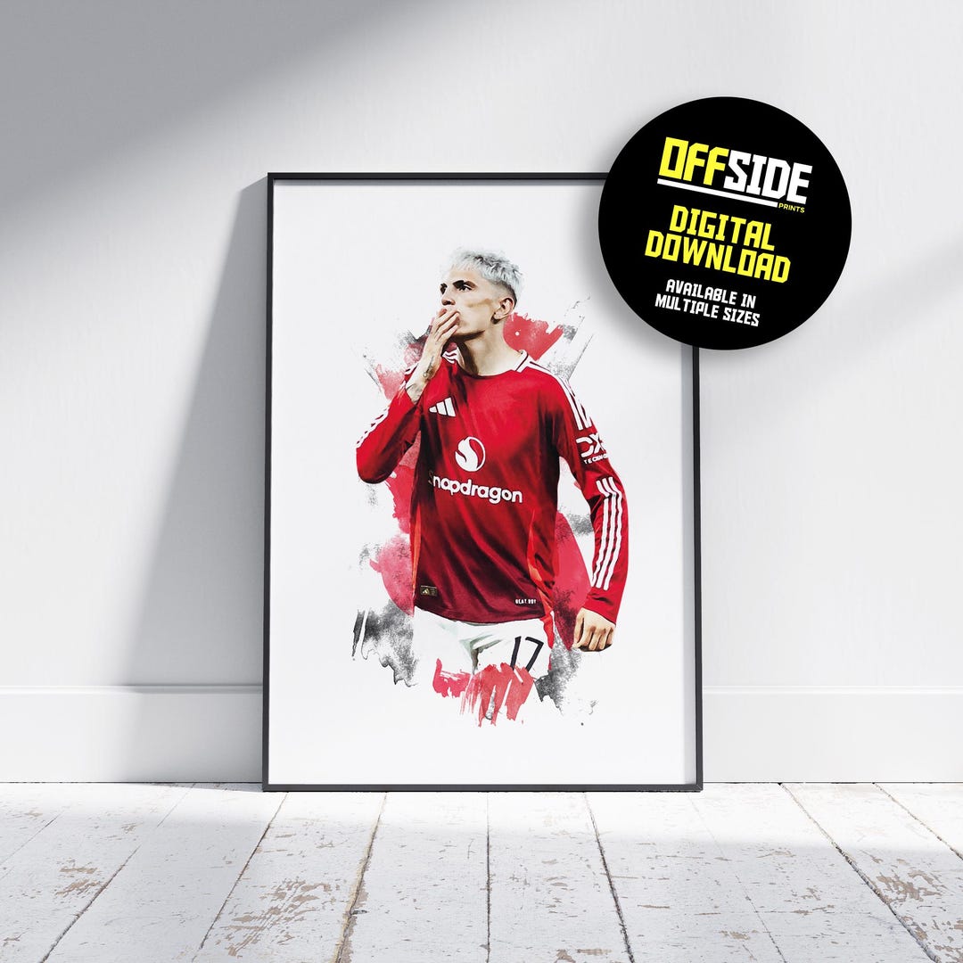 Alejandro Garnacho - 2024/25 - Home Kit - Digital Poster - Digital ...