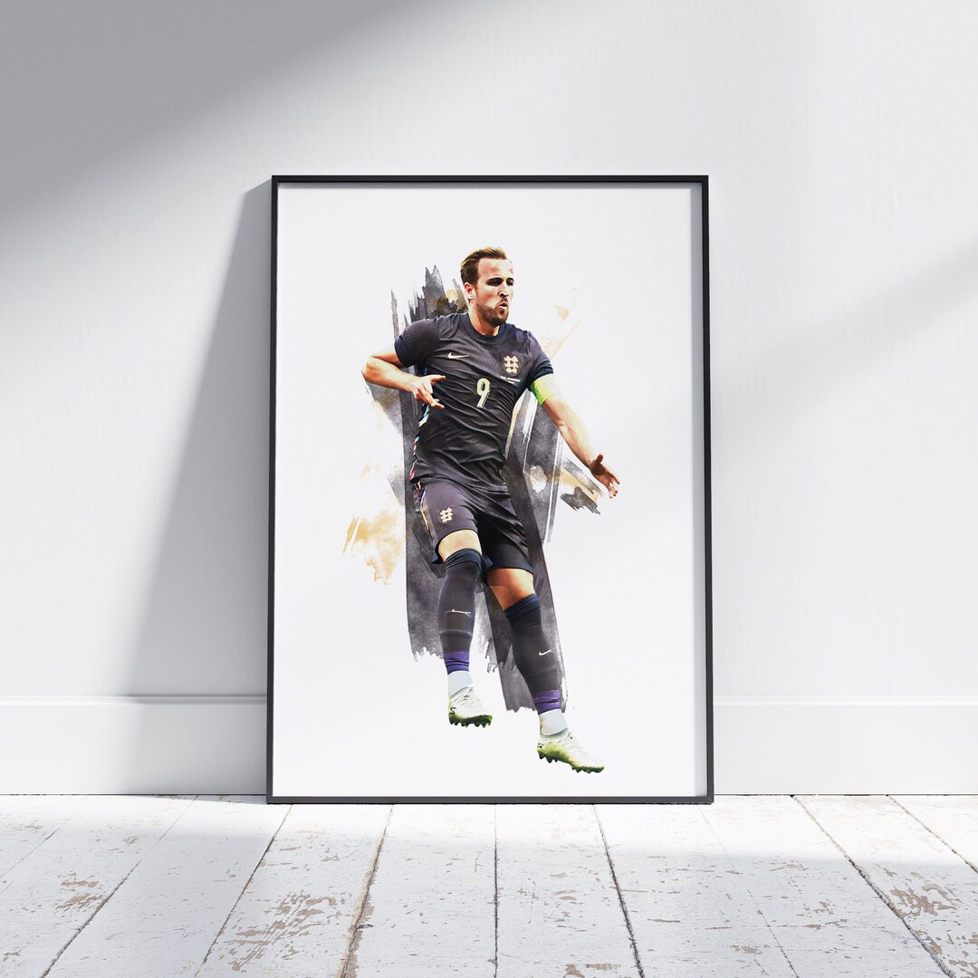 Harry Kane - England 2024/25 - Away Kit - Football Poster - Football ...