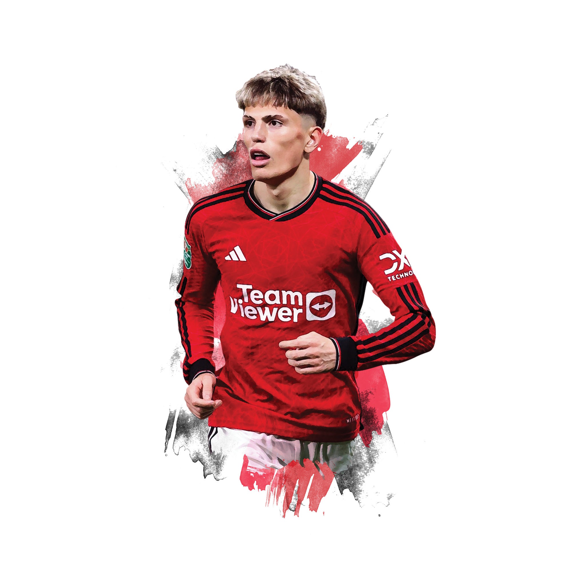 Alejandro Garnacho - 2023/24 - Home Kit - Poster - Football Fans sold ...