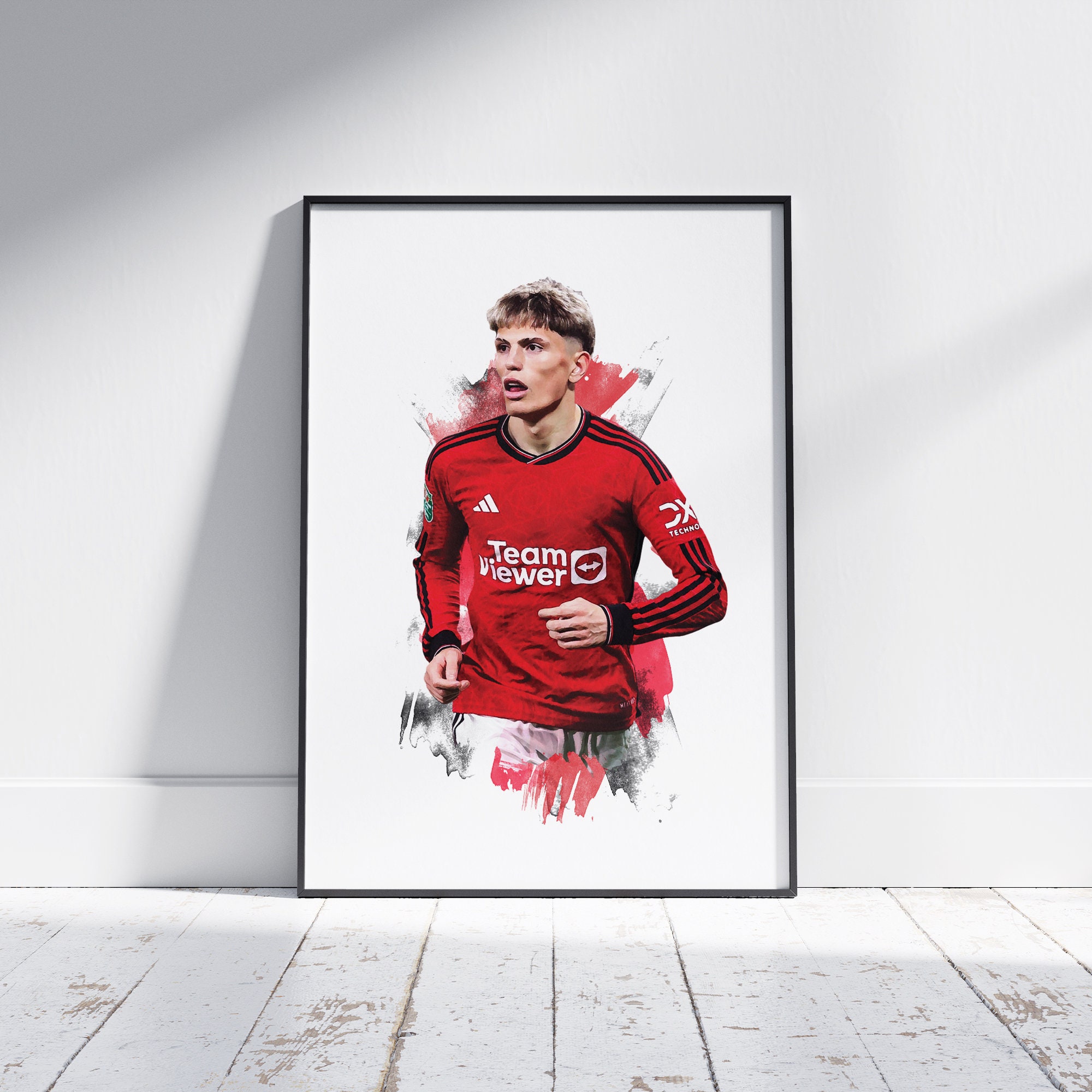 Alejandro Garnacho - 2023/24 - Home Kit - Poster - Football Fans sold ...