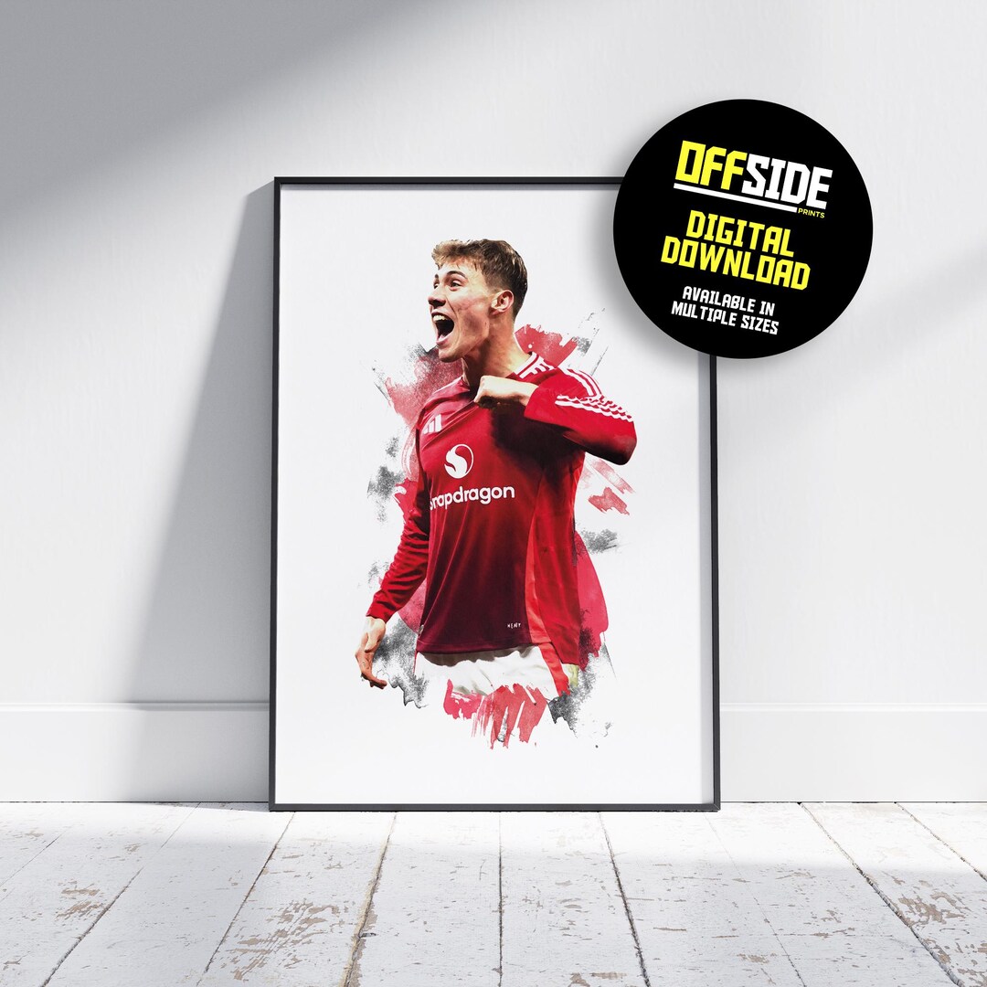 Rasmus Hojlund 2024/2025 Home Kit Digital Poster Digital Print Instant ...