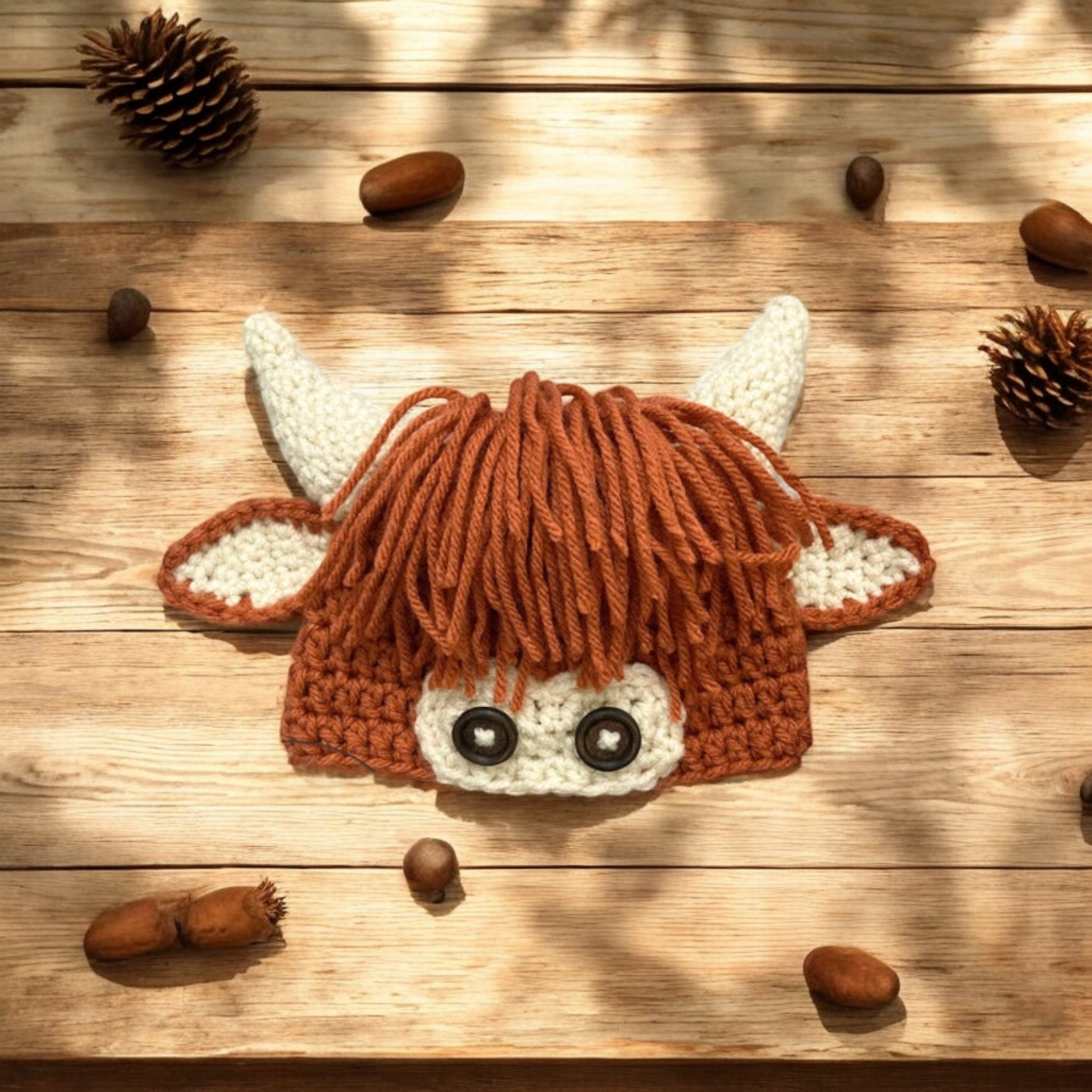 Crocheted Highland Cow Hat: Handmade Acrylic Novelty Beanie - Etsy