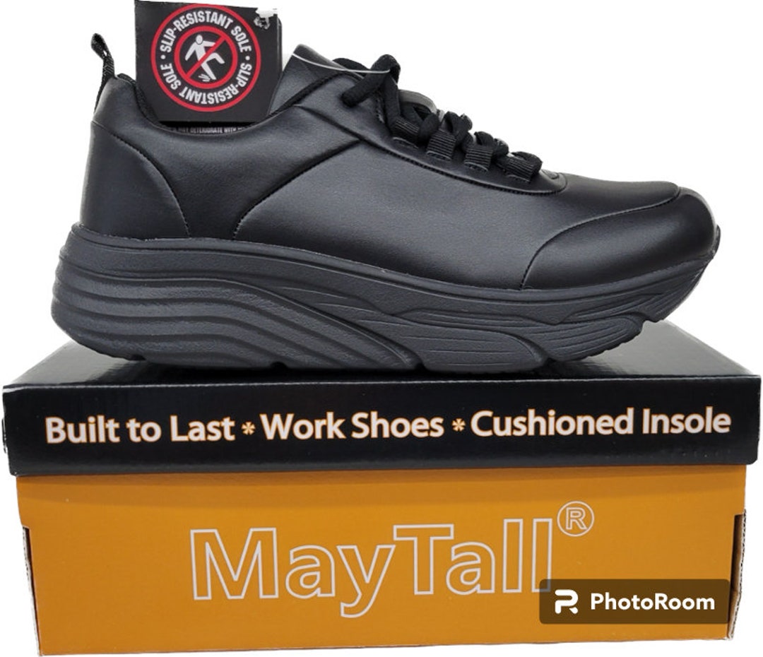 Work Shoes Women Slip Resistant Black Comfort Cushion Extended Arch ...