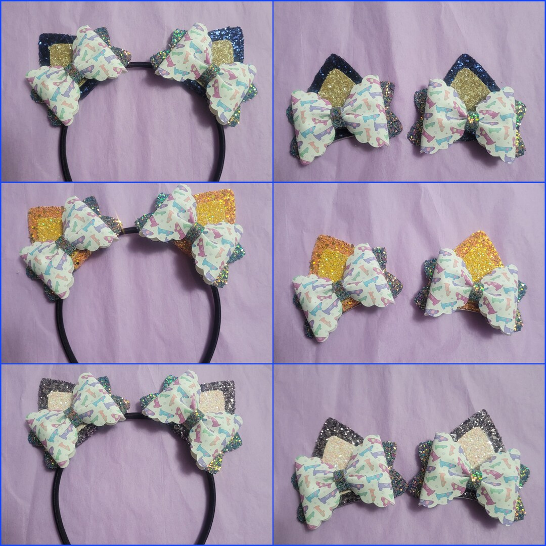 Blue & Orange Dog Ears With Bows - Etsy