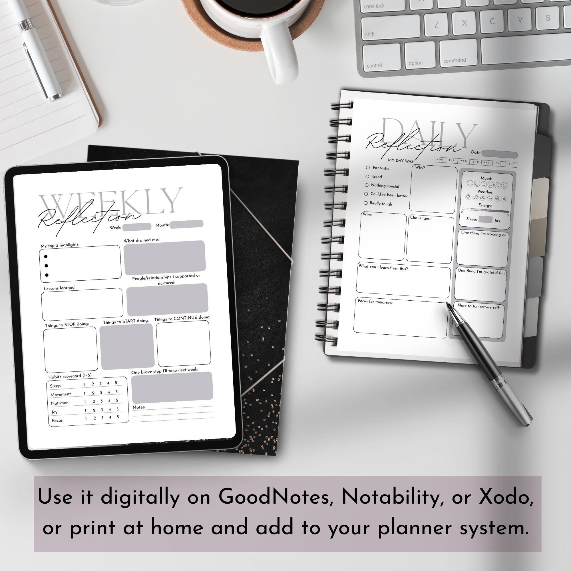 Printable Self-reflection Journal: Daily, Weekly & Monthly Reflection ...