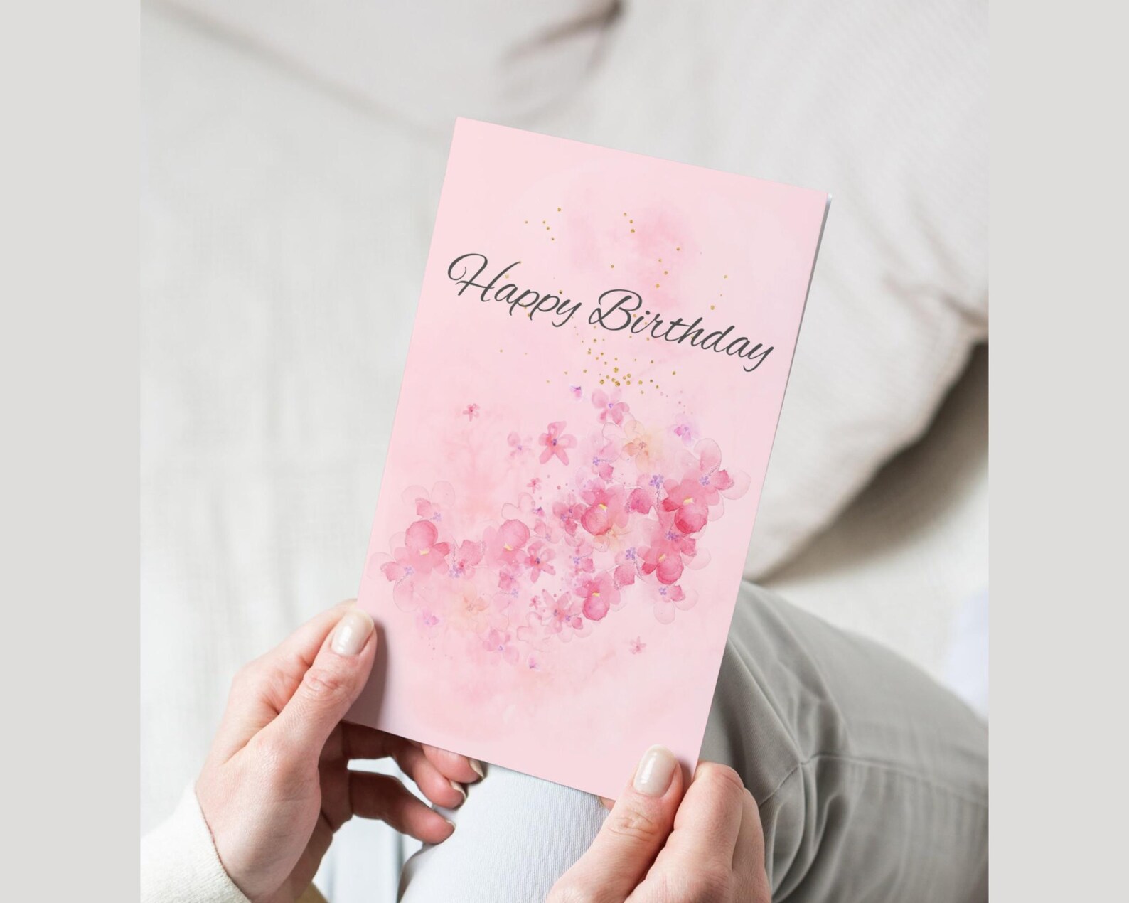 PRINTABLE Birthday Card Happy Birthday Floral Greeting Card Pink ...