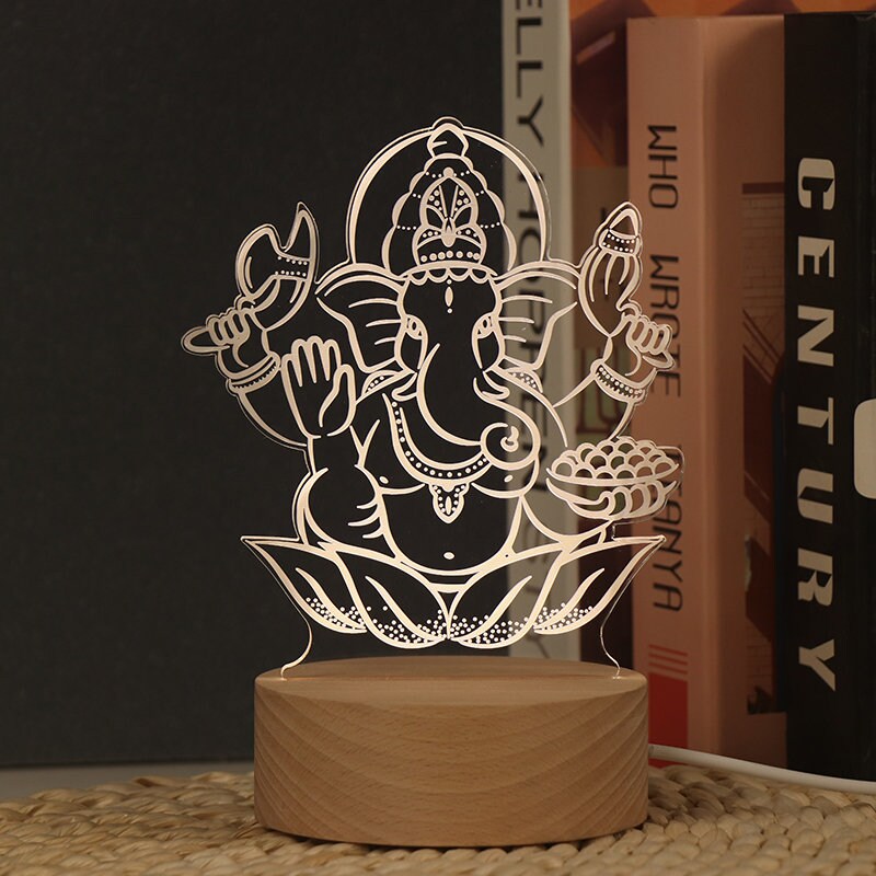 Ganesh Lamp OM Hindu 3D Acrylic Light Home Decor - Etsy
