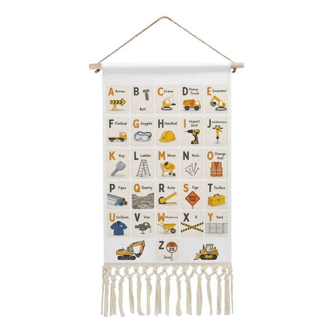 Construction Zone Alphabet Hanging Linen Banner - Etsy