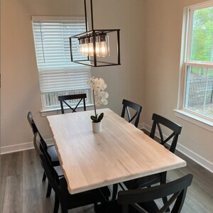 Rustic White Solid Wood Farmhouse Dining Table for Kitchen and Living ...