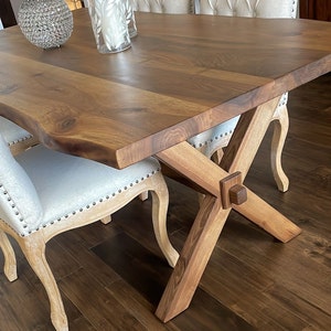 Handmade Walnut Dining Table: Live Edge Farmhouse Dinner Table - Etsy