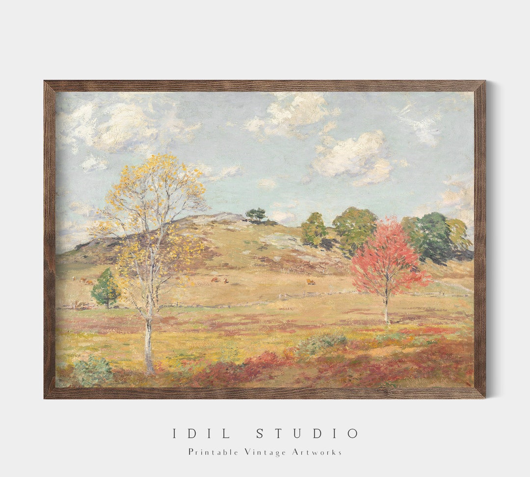 Autumn Field Print | Rustic Fall Color Trees Vintage Farmhouse Wall Art ...