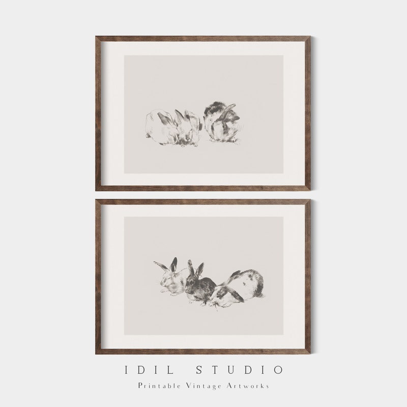 Vintage Bunny Print - Etsy