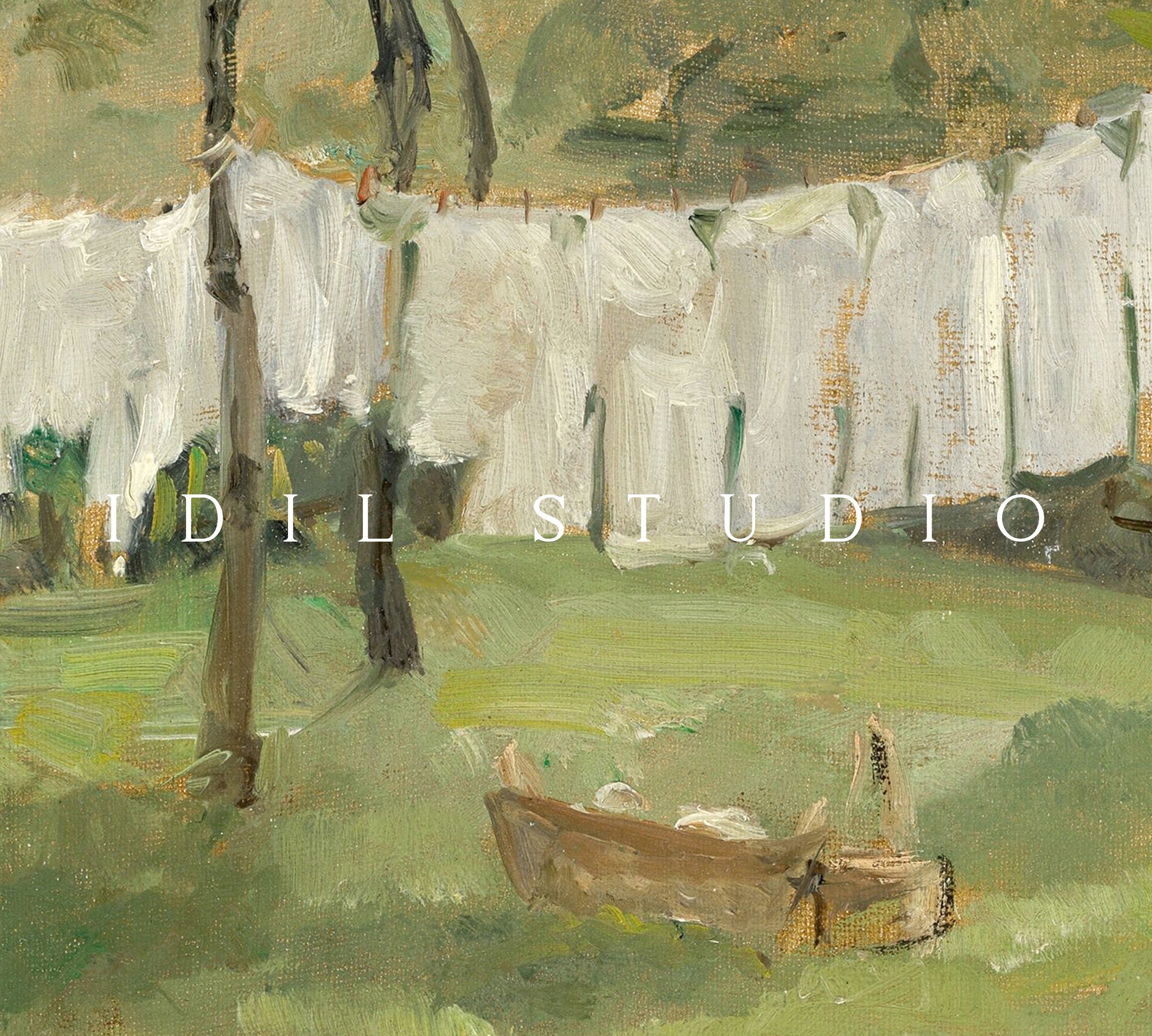 Vintage Laundry Line Painting | Rustic Laundry Room Decor | Clothesline ...