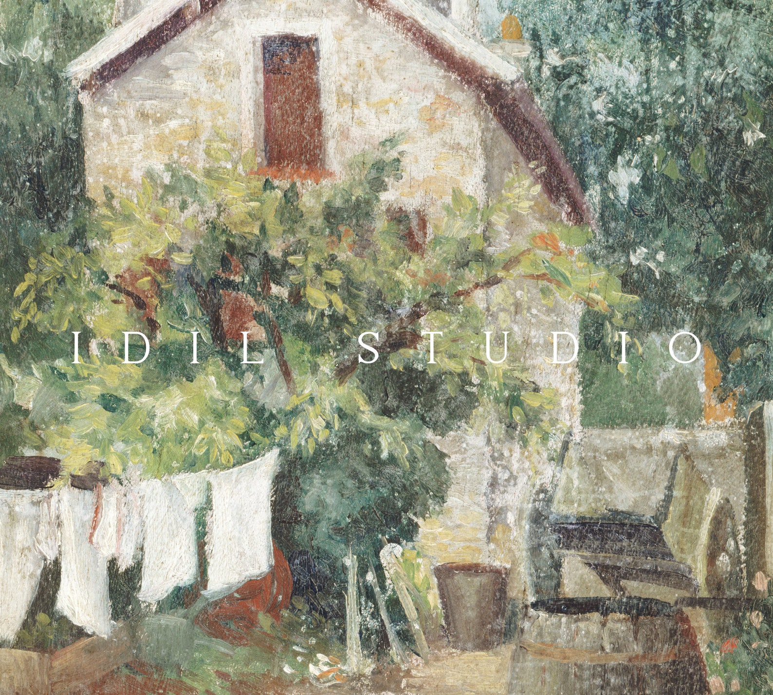 Laundry Line Oil Painting | Rustic Laundry Room Decor | Clothesline ...