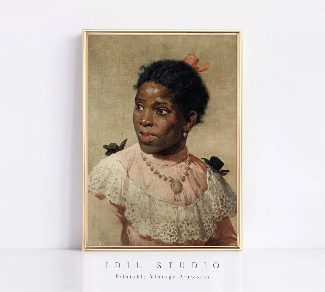 Vintage Black Woman Painting | African American Girl Portrait | Black ...