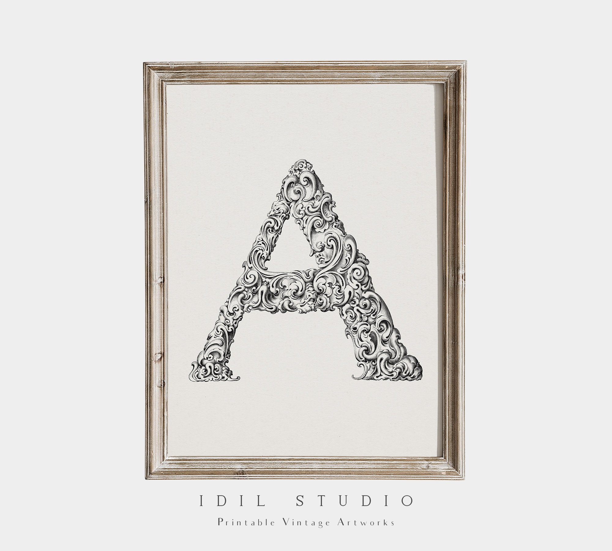 Antique Monogram PRINTABLE | Vintage Initials Letter Art | Rustic ...