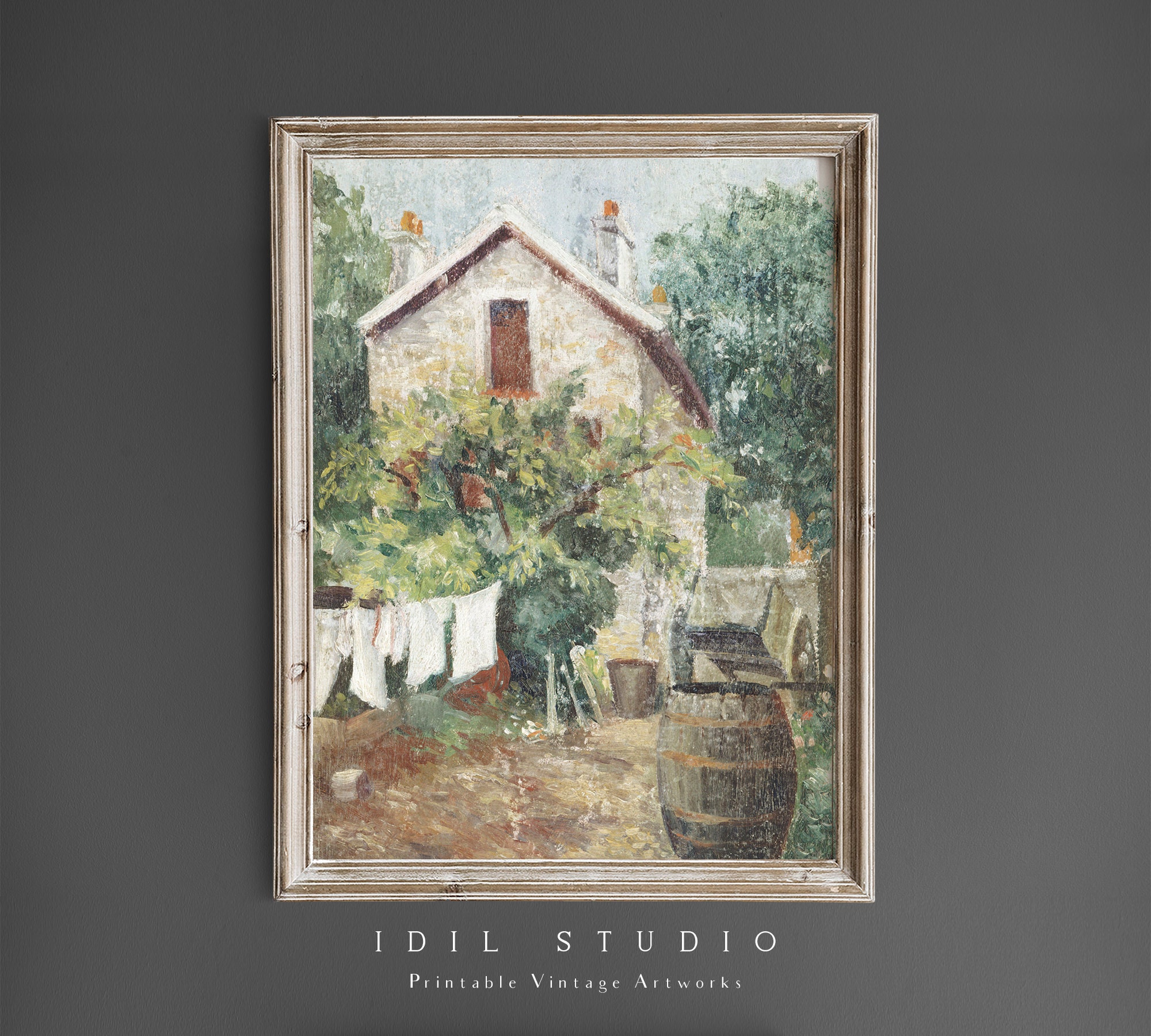 Laundry Line Oil Painting | Rustic Laundry Room Decor | Clothesline ...