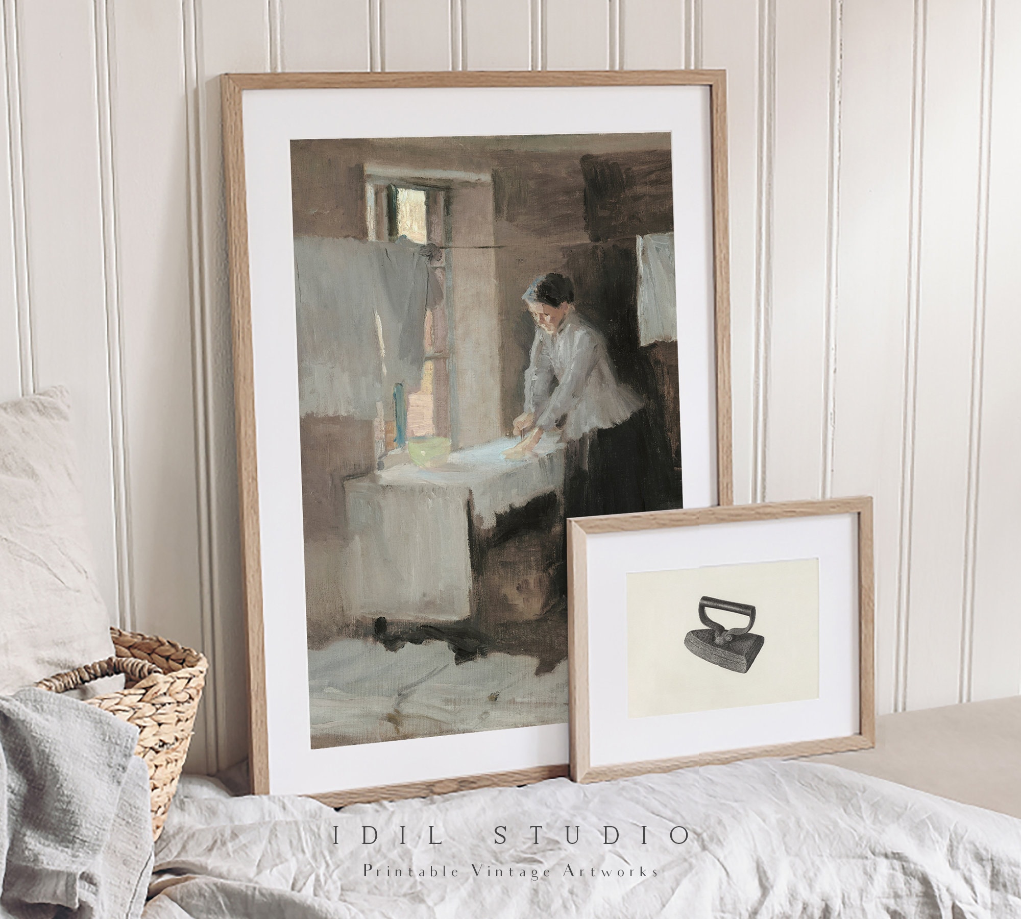 Vintage Laundry Room Art | Rustic Clothes Ironing Painting | Laundry ...