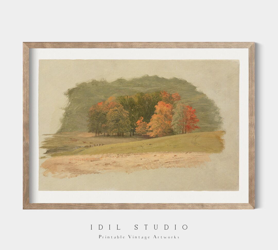 Vintage Fall Sketch | Rustic Autumn Trees Farmhouse Wall Art PRINTABLE ...