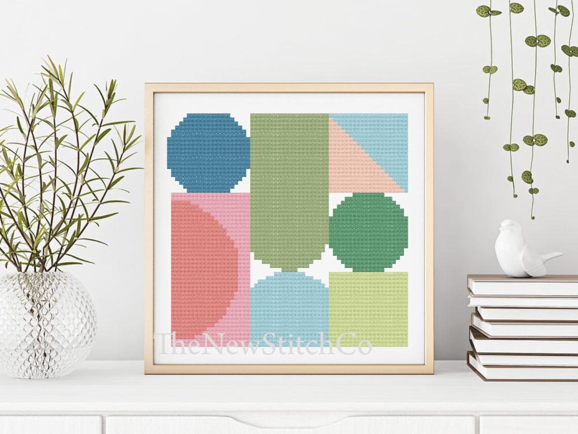 Abstract geometric cross stitch pattern pastel colourfull home | Etsy