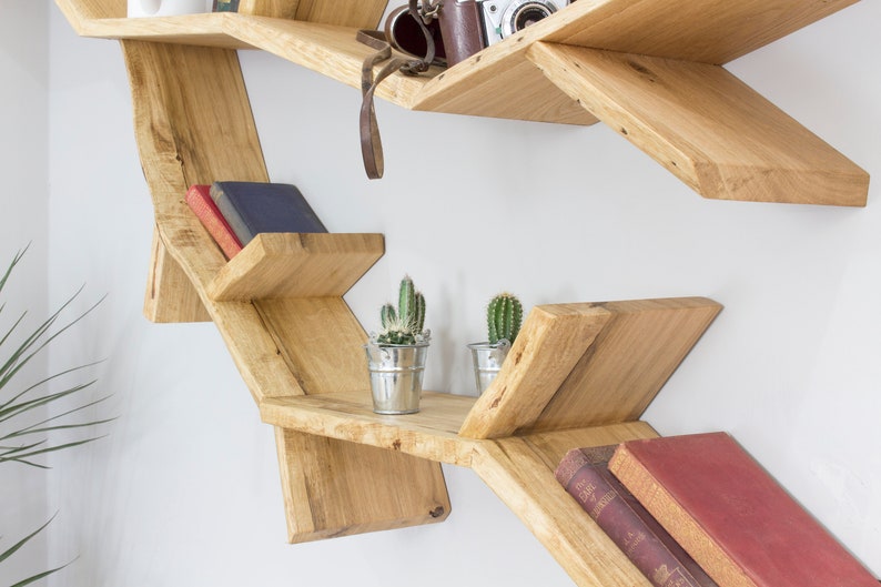 Solid Oak Tree Shelf Branch Shelf Bookshelf Tree Bookcase - Etsy Nederland