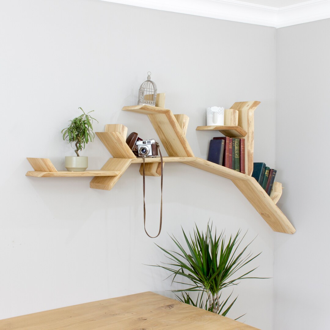 Handmade Waney Edge Oak Tree Shelf - 2.4m Branch Bookshelf - Etsy