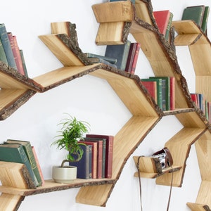 Solid Oak,bark Edge,tree Shelf, Windswept Tree,tree Bookcase,bookshelf ...