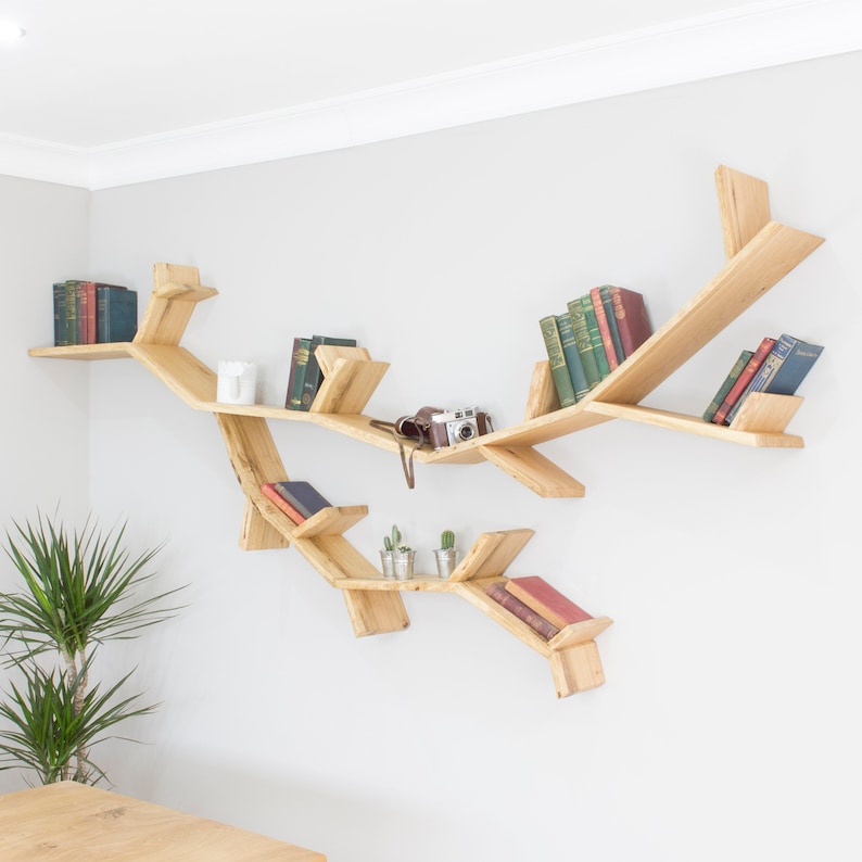Solid Oak Tree Shelf Branch Shelf Bookshelf Tree Bookcase - Etsy