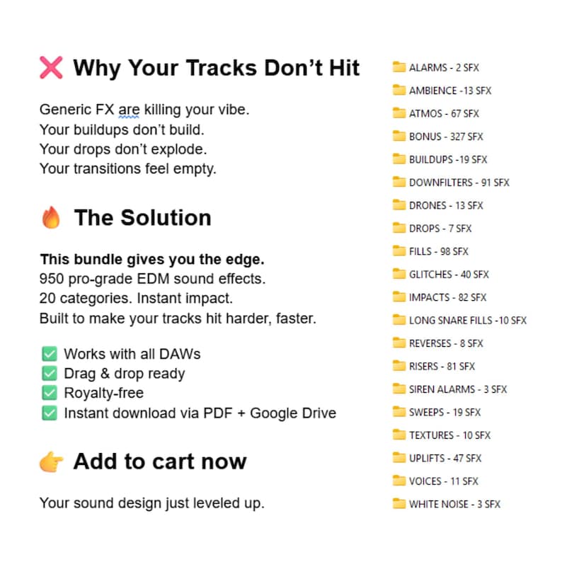 950 EDM Sound Effects Sample Pack - Etsy