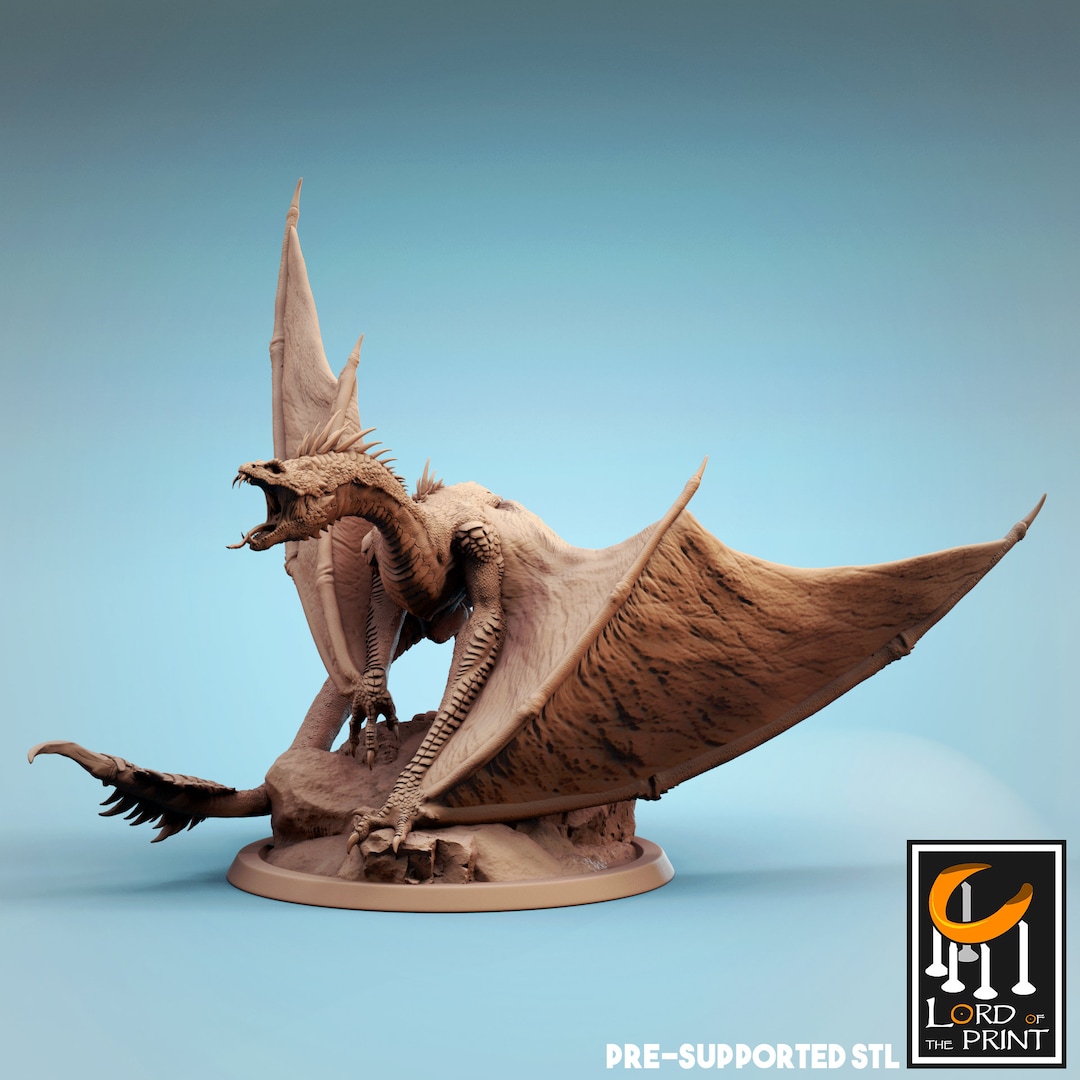 Wyvern Young Drone. on the Ground.vouivre. Lord of the Print. D&D, RPG ...