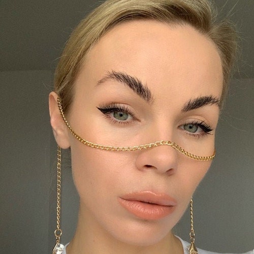 Indie Bohemian Pearl Gold Silver Face Chain Headpiece - Etsy