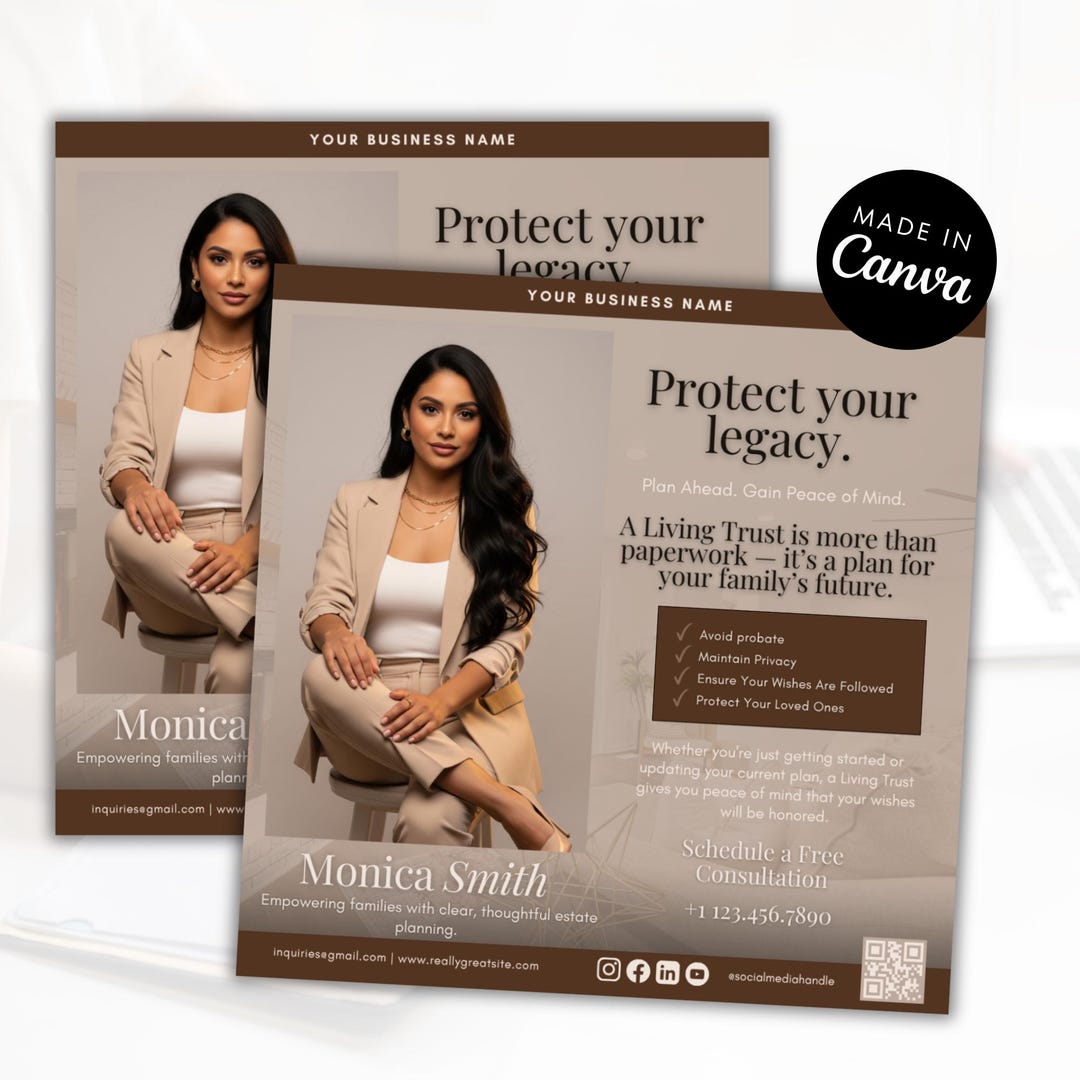Living Trust Notary Flyer: Editable Canva Template (digital Download ...