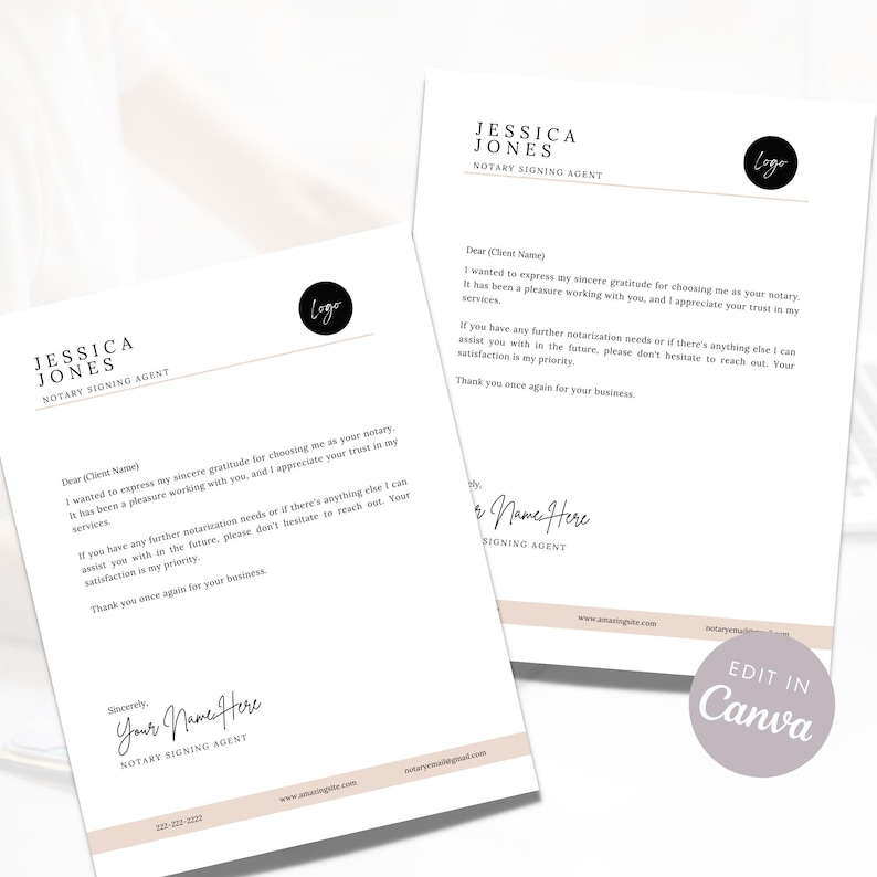 Notary Letterhead Template: Loan Signing Agent Flyer (digital Download ...
