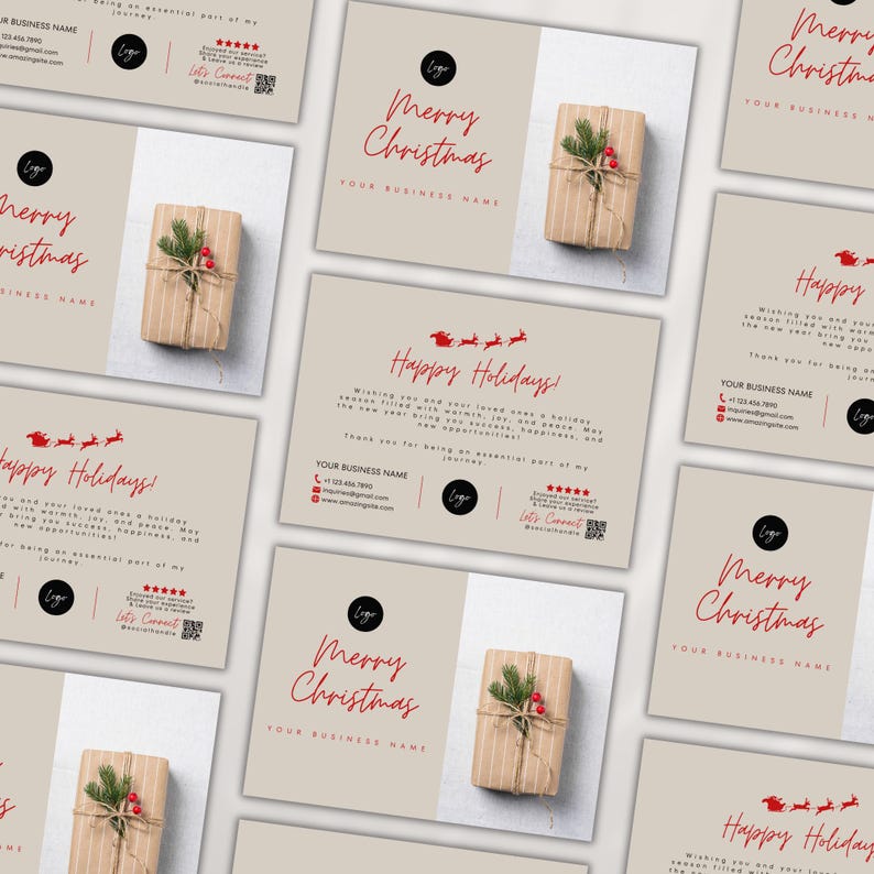 Editable Christmas Holiday Card Template: Small Business Client Card ...
