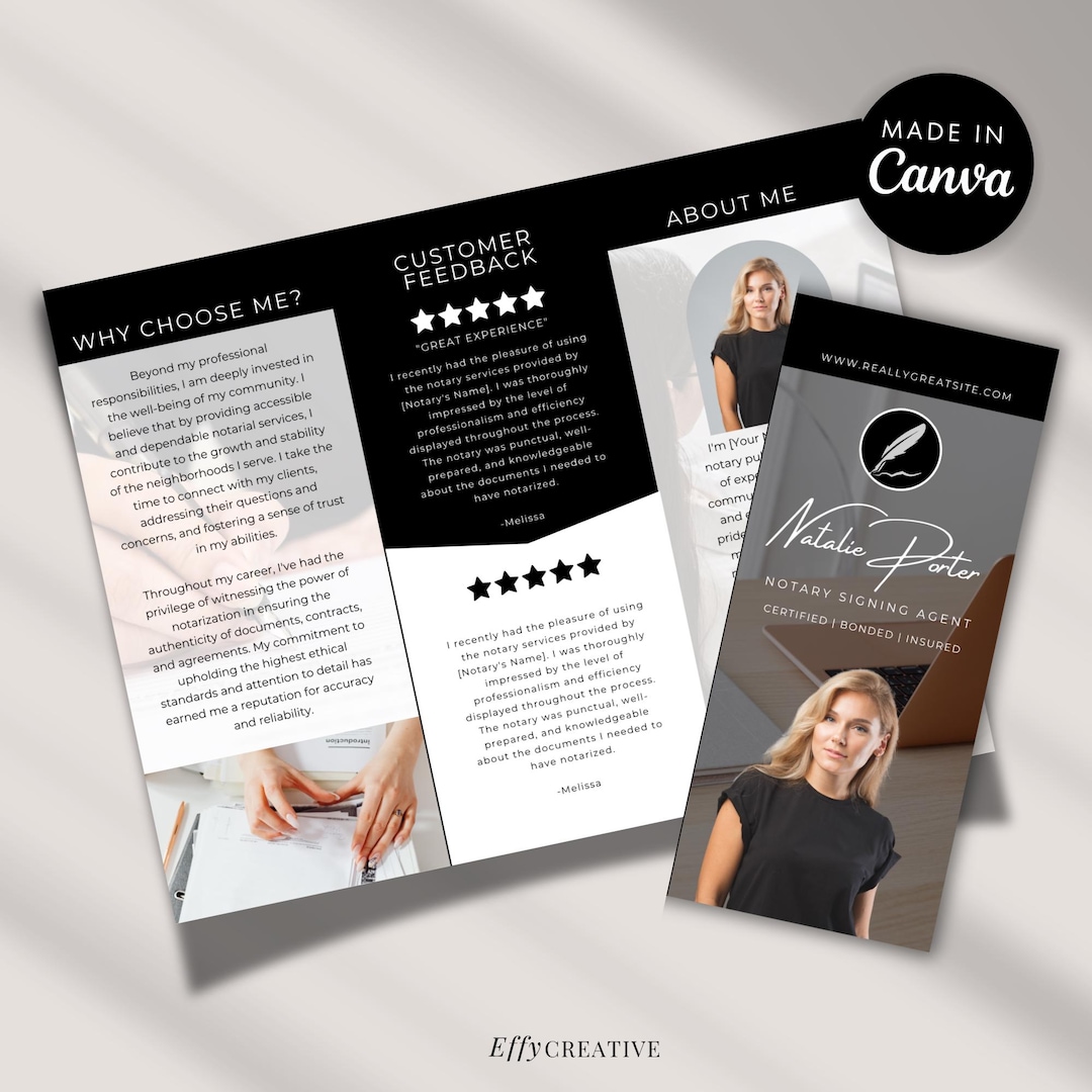 Notary Introduction Trifold Brochure | New Agent Loan Signing | Notary ...