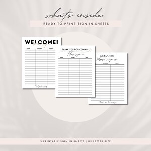Printable Sign-in Sheet | 3 Designs | US Letter Size | Perfect for ...
