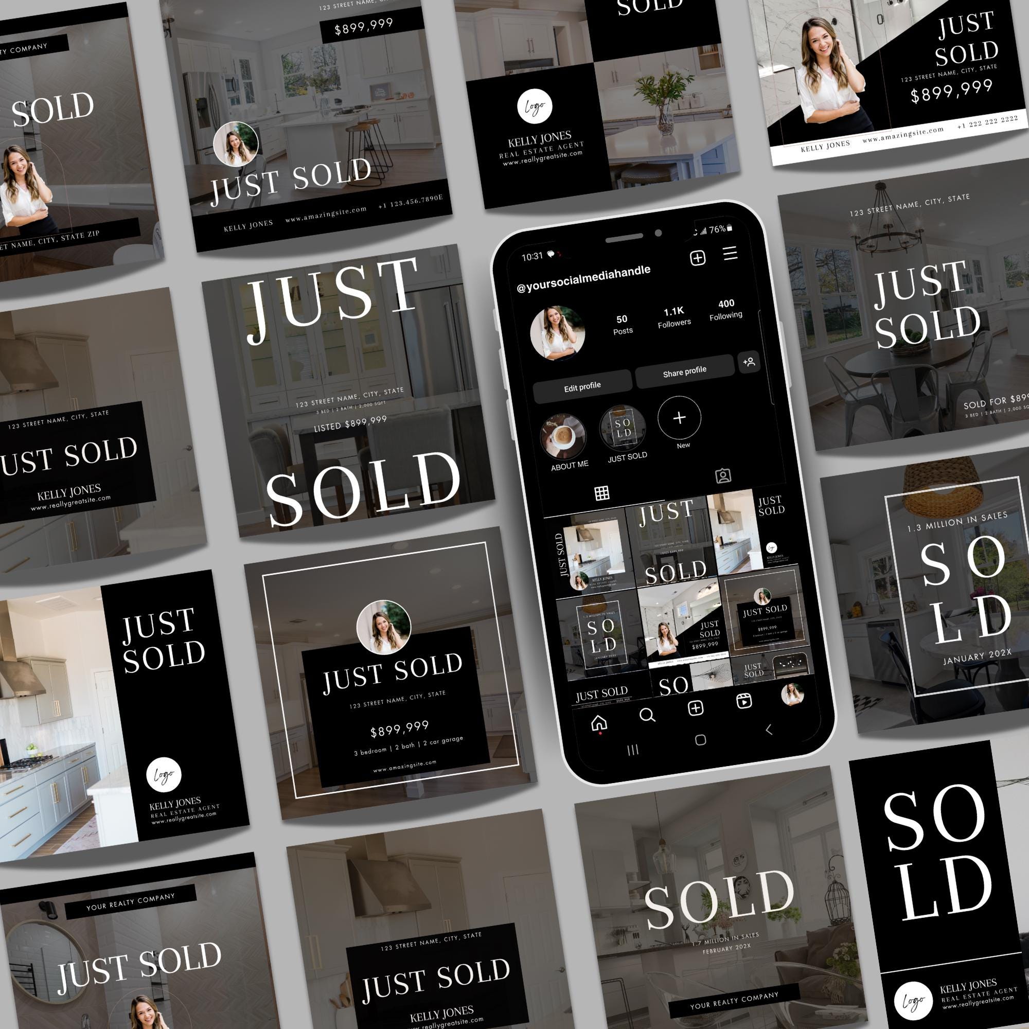 Real Estate Just Sold Social Media | Realtor Instagram Posts | Canva ...