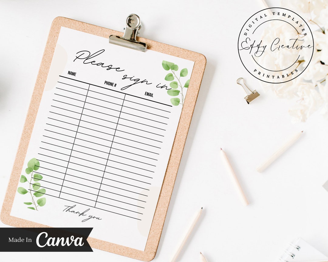 Hoja de inicio de sesión imprimible, Seguimiento de registro de ...