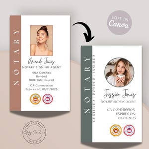 Notary ID Badge Template for Canva | Customizable Badge for Notaries & Loan Signing Agents ...