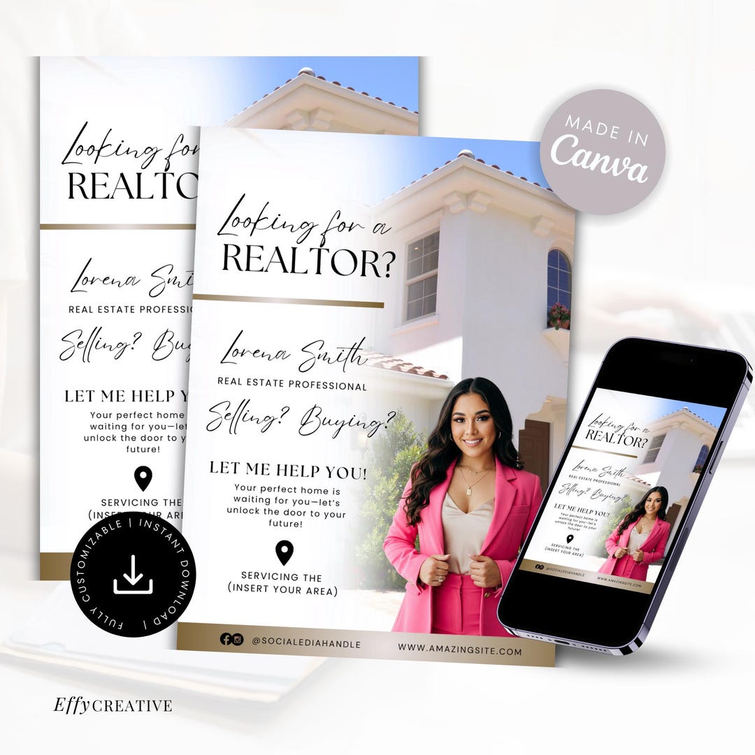 Realtor Flyer Template Buying or Selling Real Estate Flyer Canva Real ...