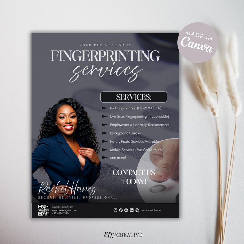 Notary Fingerprinting Flyer Template: Mobile Services Canva Design ...