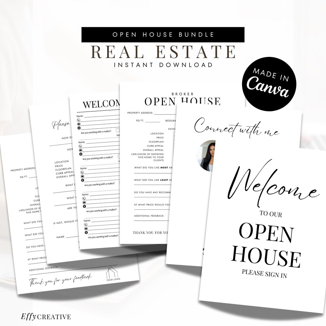 Real Estate Open House Flyer Bundle | Realtor Welcome Sign-in Sheet ...
