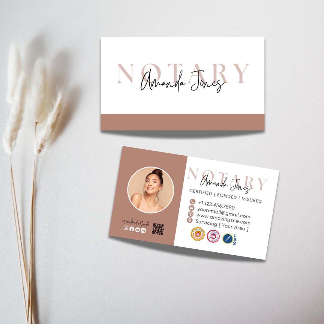 Modern Notary Business Card Template: Sleek Design (canva Template) - Etsy